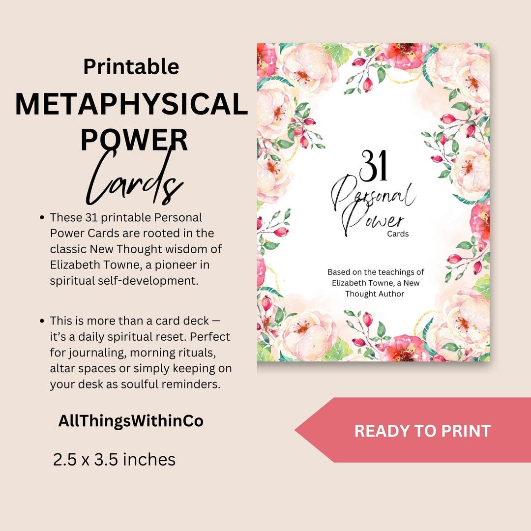 Printable Oracle Deck Metaphysical Cards New Thought Deck for Intuition ...