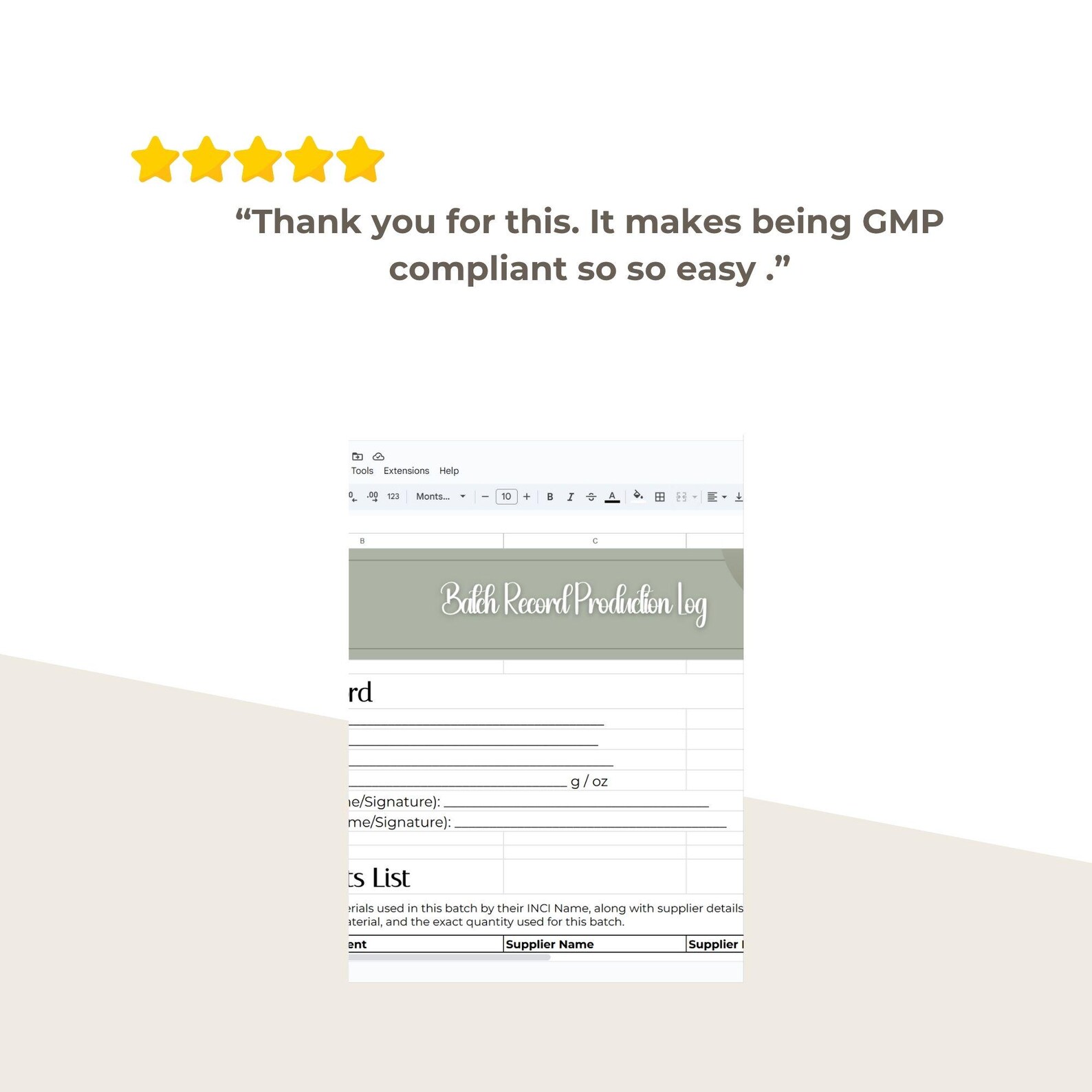 Cosmetic Batch Record Template: GMP Compliant Production Log (google ...