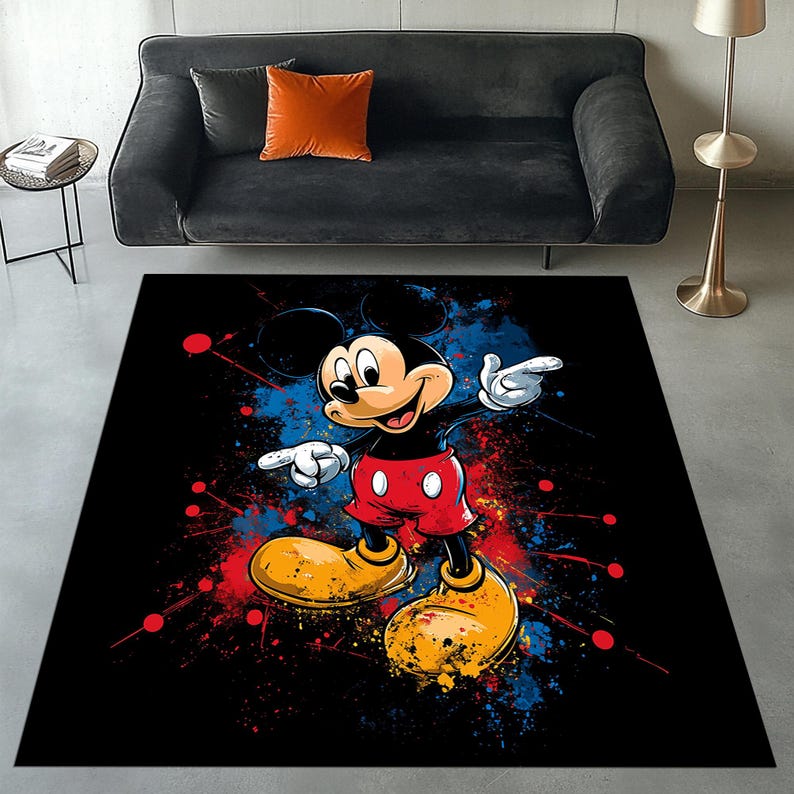 Mickey Mouse Decor, Cartoon Rug, Kids Room Rug, Mickey Mouse Rug ...