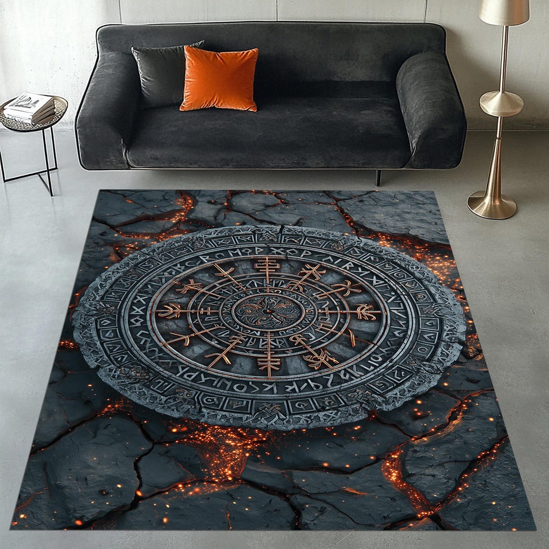Viking Symbol Rug, Nordic Rug, Viking Mythology Rug, Norse Vikings Rug ...