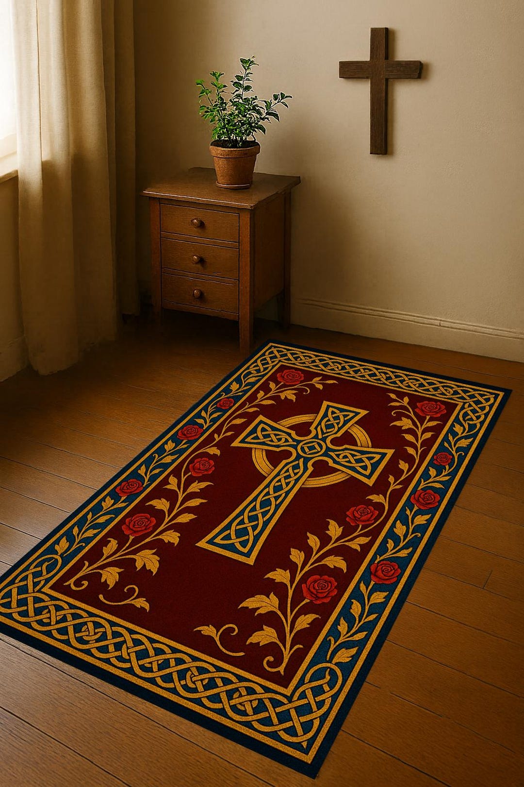 Cross Symbol Rug, Celtic Knot, Christian Prayer Rug - Etsy