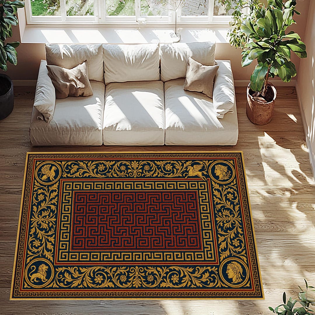 Mythological Greek Key Rug, Ancient Design - Etsy