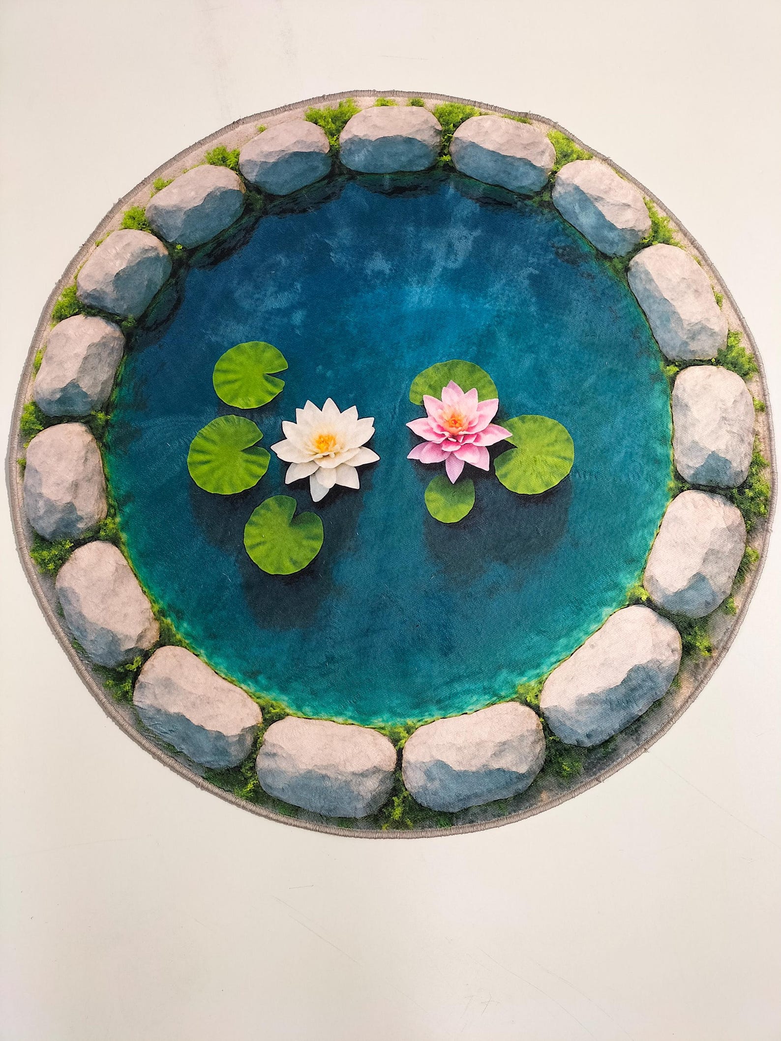 Lotus Flower Round Rug, Lotus Pond Rug, Nature Inspired Rug, Serene ...