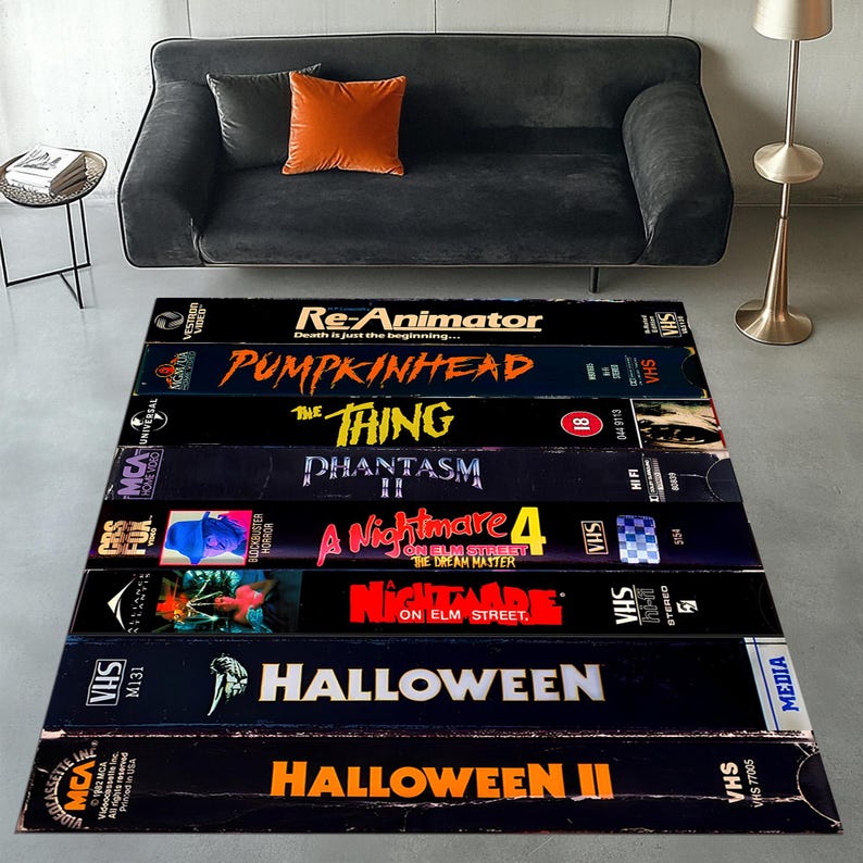 VHS Rug, Horror Movie Rug, Retro VHS Rug, Movie Room Rug, VHS Decor Rug ...