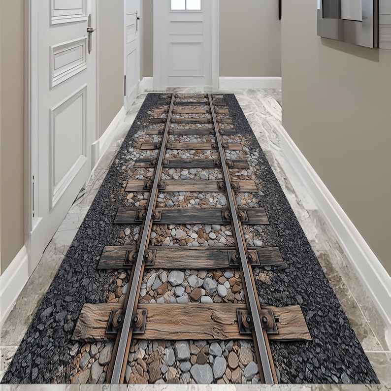 Train Track Runner, Train Runner, Train Track Pattern Rug, Train Track ...