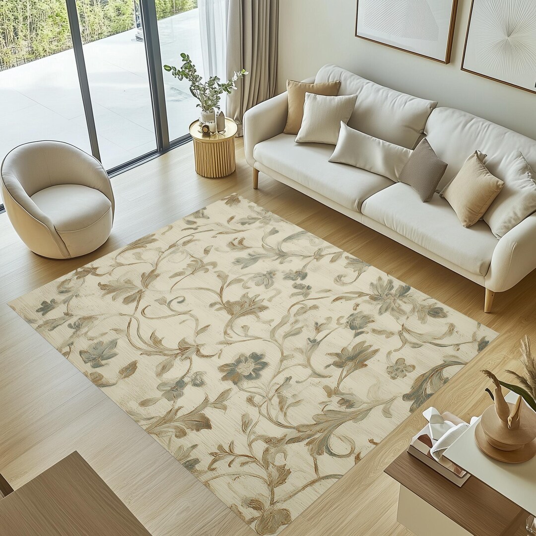Floral Area Rug, Flower Pattern Rug, Elegant Floral Rug, Floral Rug ...