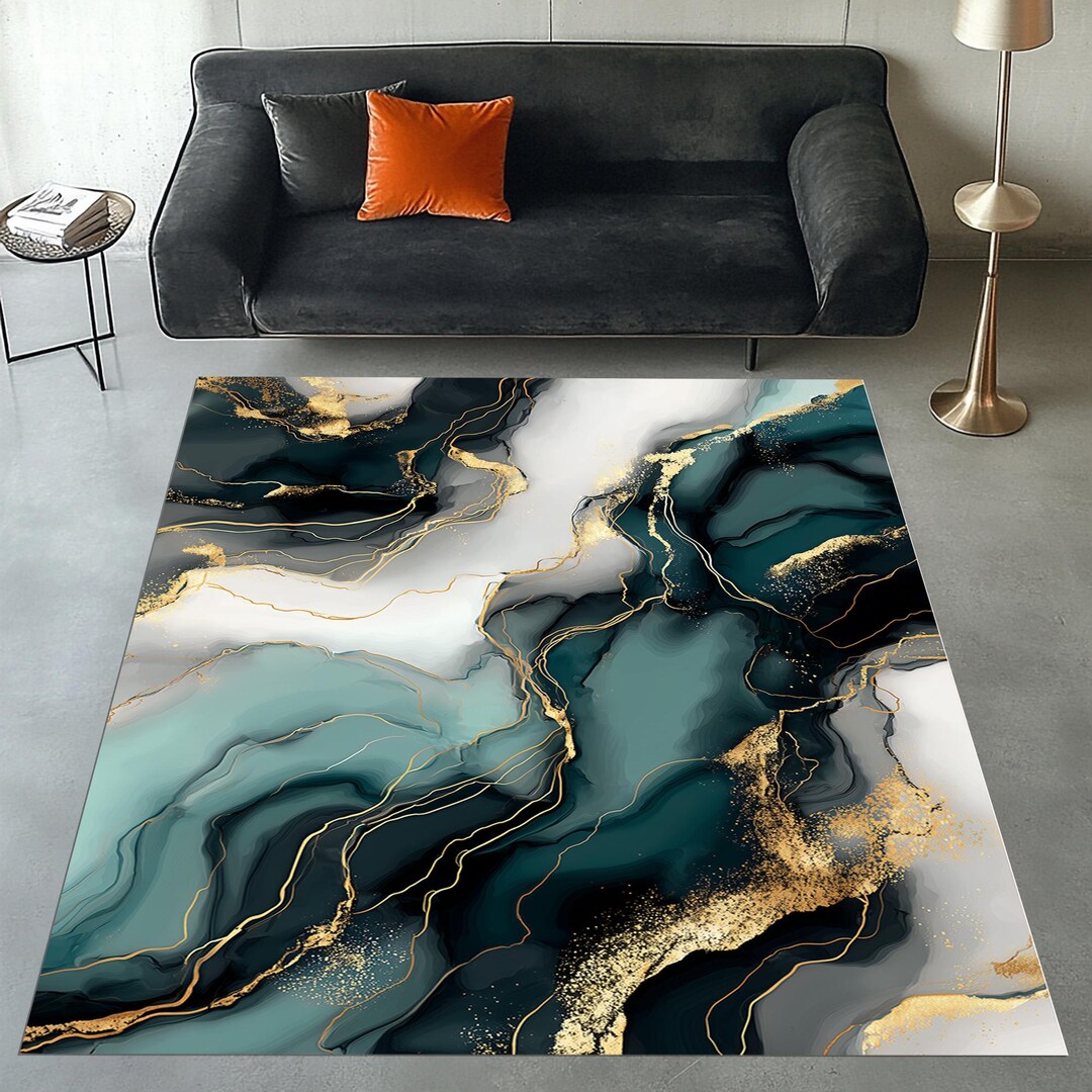 Marble Area Rug, Marble Effect Rug, Gold Marble Rug, Marble Rug, Marble ...