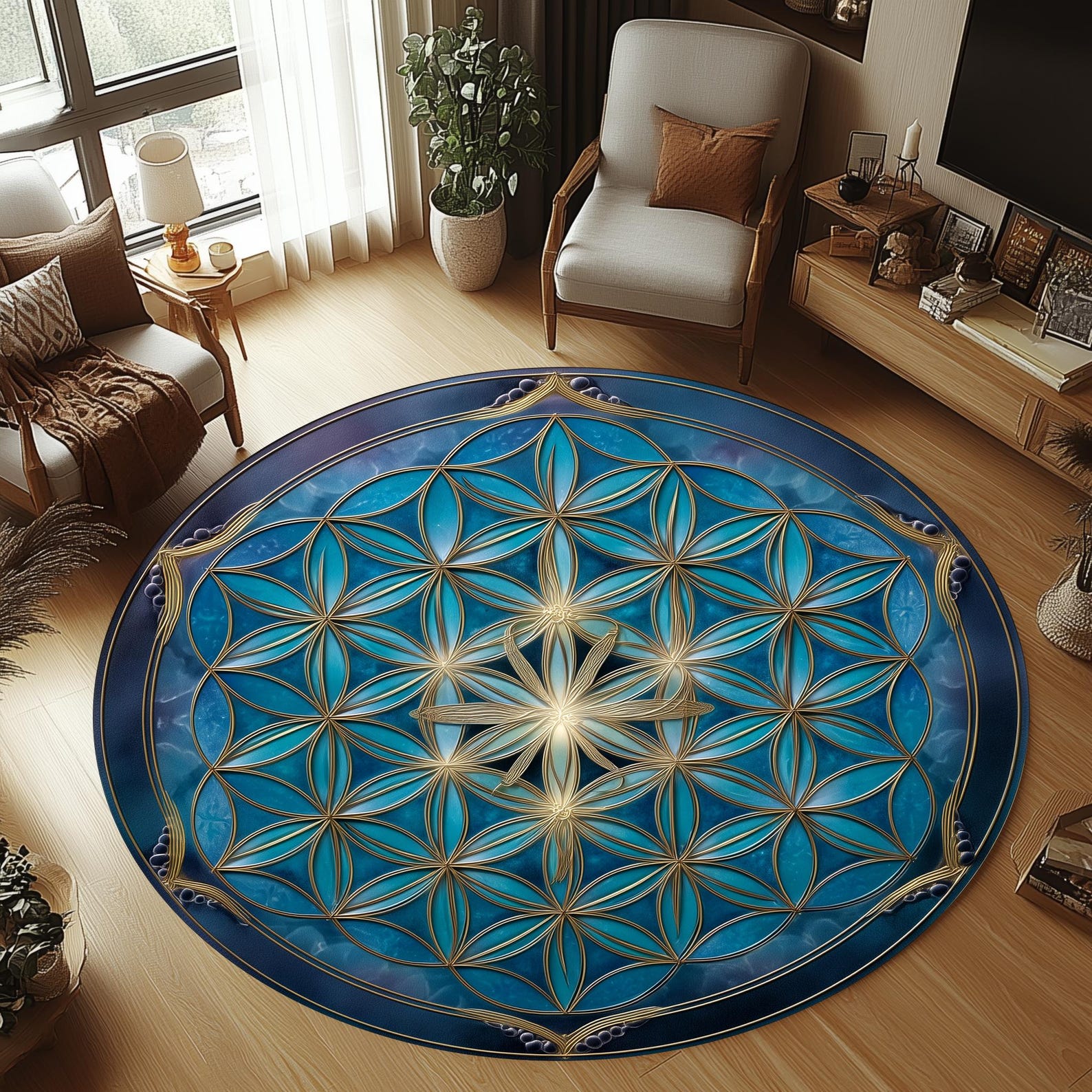 Flower of Life Rug, Sacred Geometry Rug, Flower of Life Decor, Mandala ...