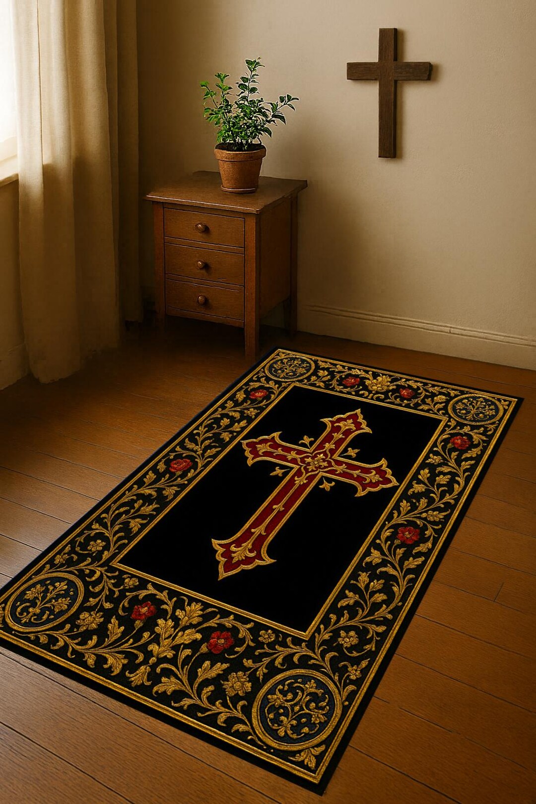 Gothic Cross Rug, Christian Prayer Rug, Catholic Gift - Etsy