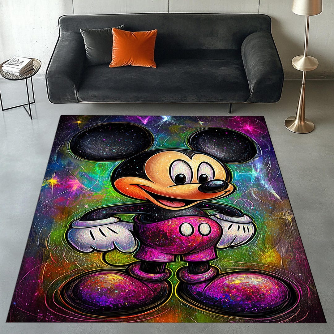 Mickey Mouse Pattern Rug, Mickey Mouse Decor, Mickey Mouse Rug, Cartoon ...
