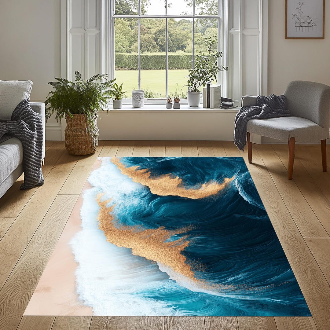 Abstract Ocean Wave Rug, Ocean Themed Rug, Ocean Rug, Abstract Rug ...