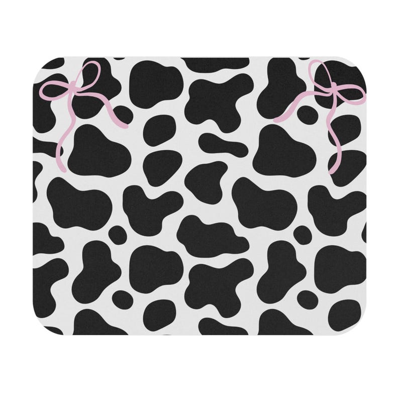 Cow Print With Pink Bows Mouse Pad (rectangle) - Etsy