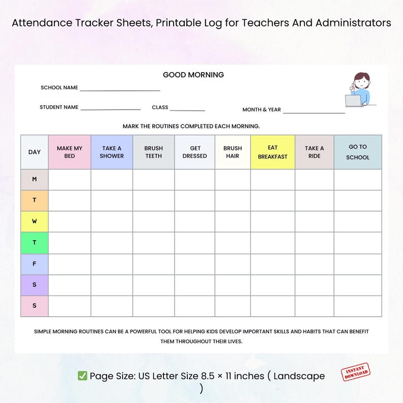 Attendance Tracker Sheet | Printable Log for Teachers and ...