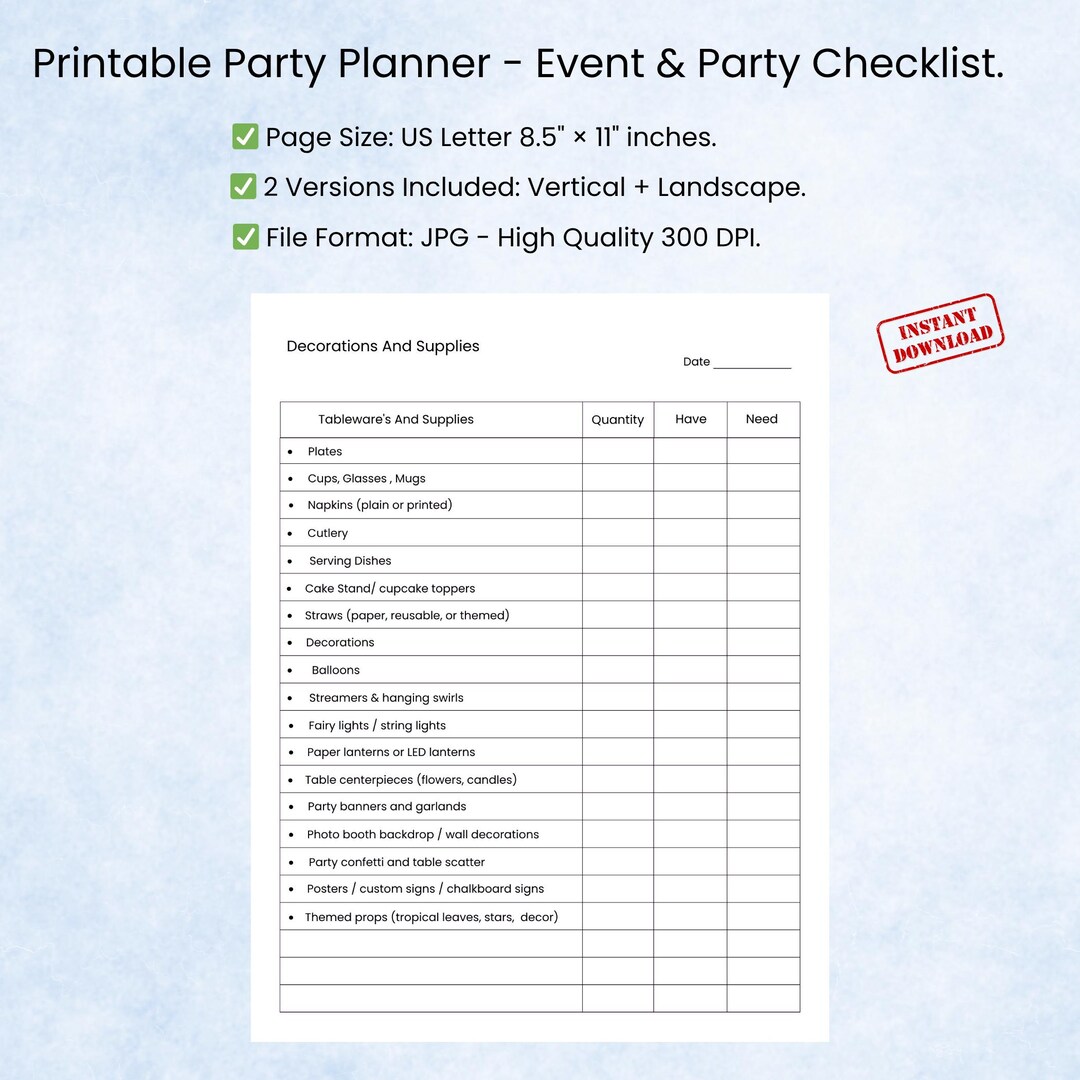 Party Planner Printable | Event Checklist & Budget Organizer - Etsy