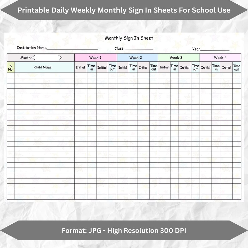 Printable Student Sign in Log Sheet | Classroom Attendance Tracker - Etsy