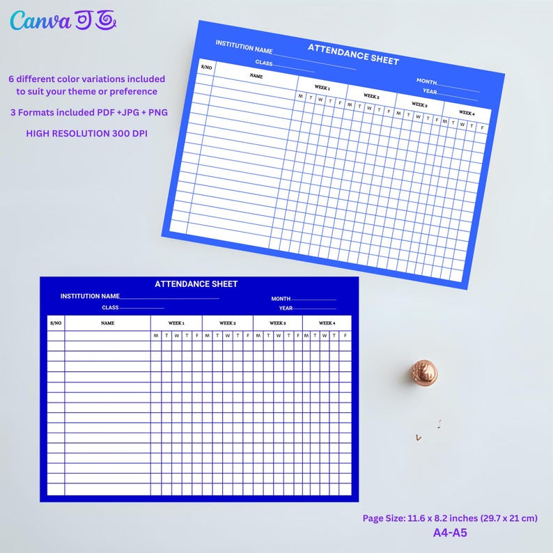 Editable Attendance Tracker Sheets – School Log for Teachers, Classroom ...