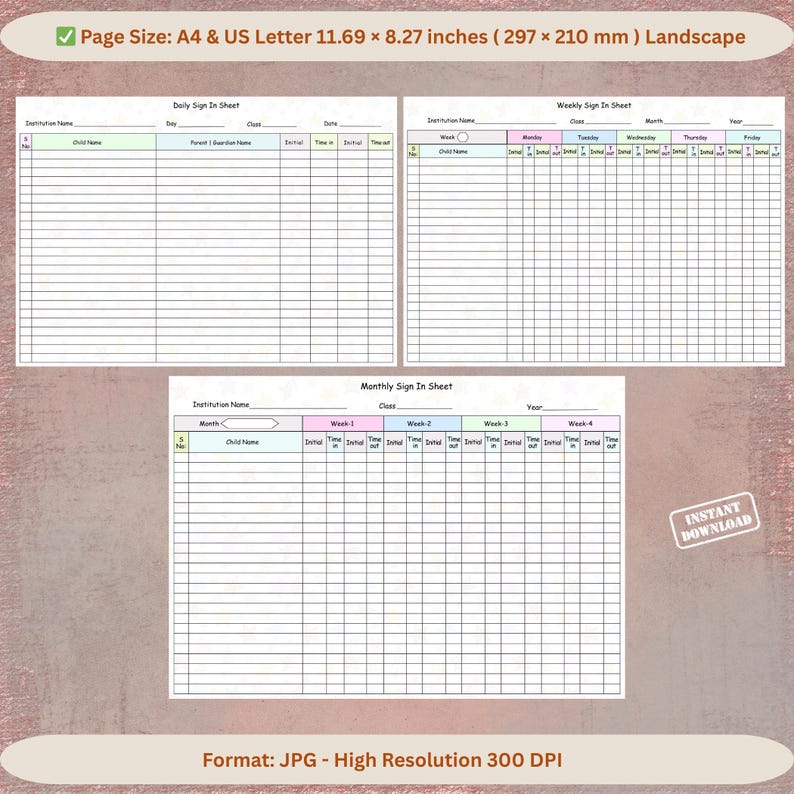 Printable School Sign in Log Sheet | Classroom Attendance Tracker - Etsy