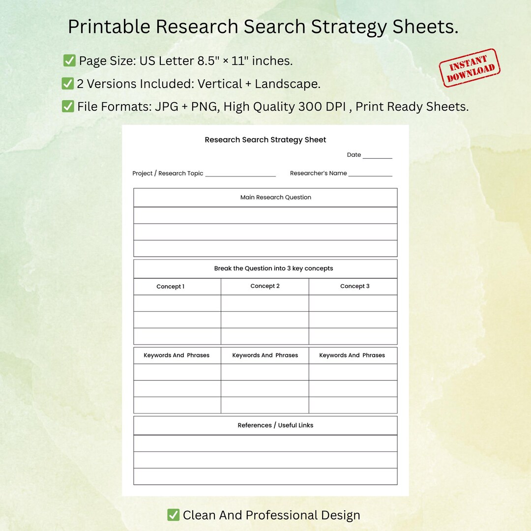 Research Planner Printable | Academic Study Organizer - Etsy