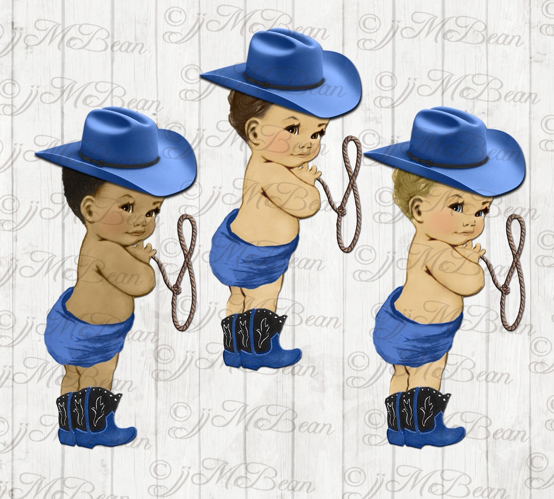 Cowboy Baby Boy Clip Art Illustration Baby Cowboy With Cowboy Boots and ...