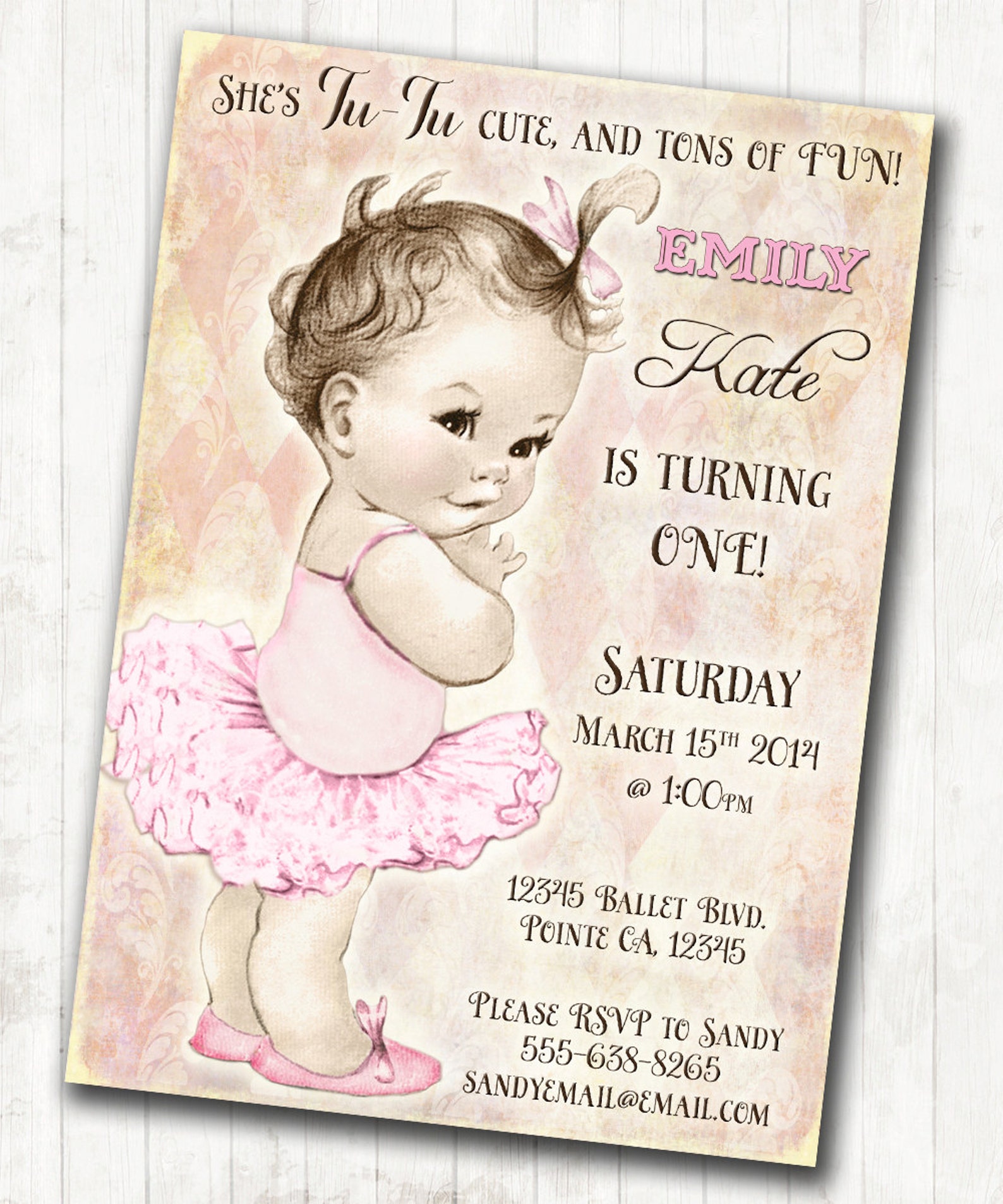 Ballerina Birthday Ballerina Invitation - First Birthday - Tutu - Pink ...