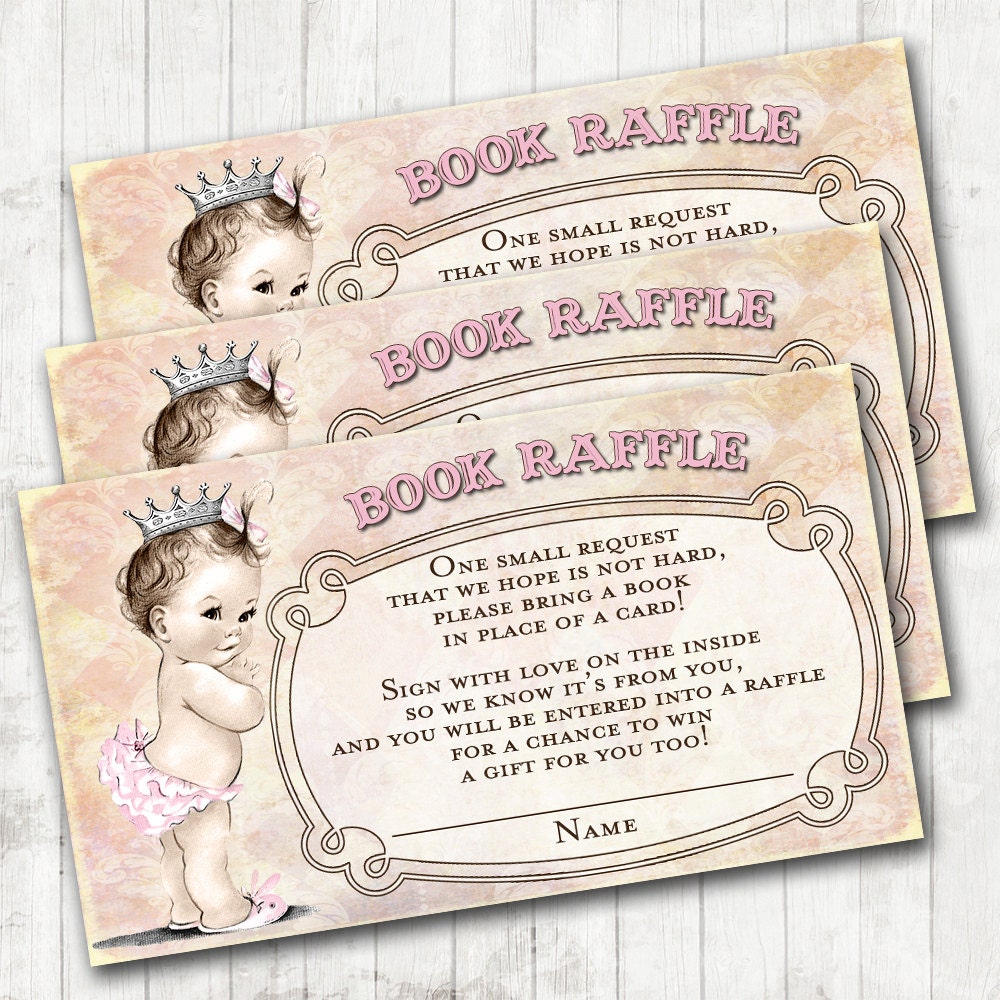 Book Raffle Cards - Princess Party for Girl - Princess - Crown - Pink ...