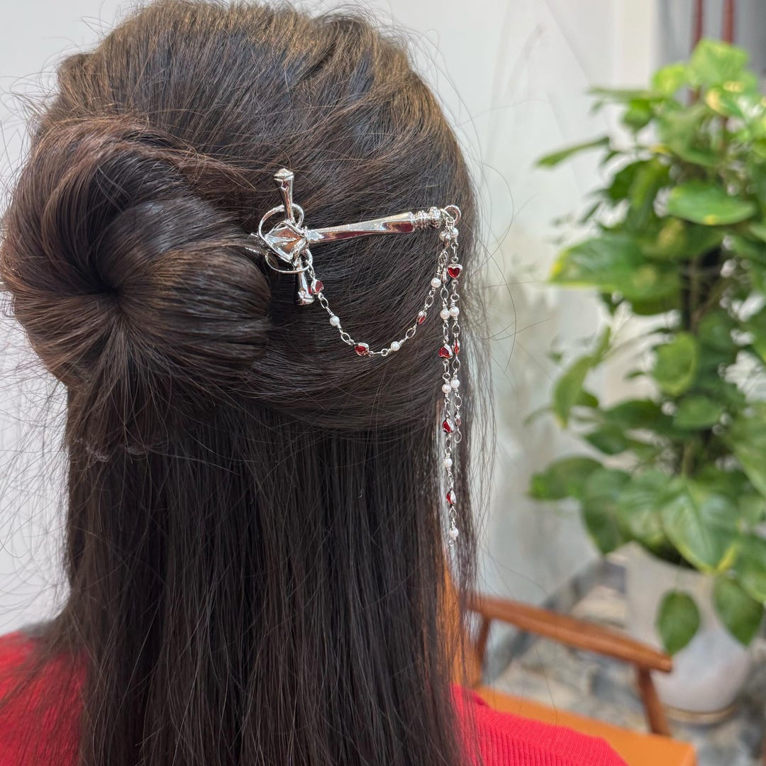 Handmade Sword Hair Stick, Sword Hair Pin Chain, Sword Hair Stick ...