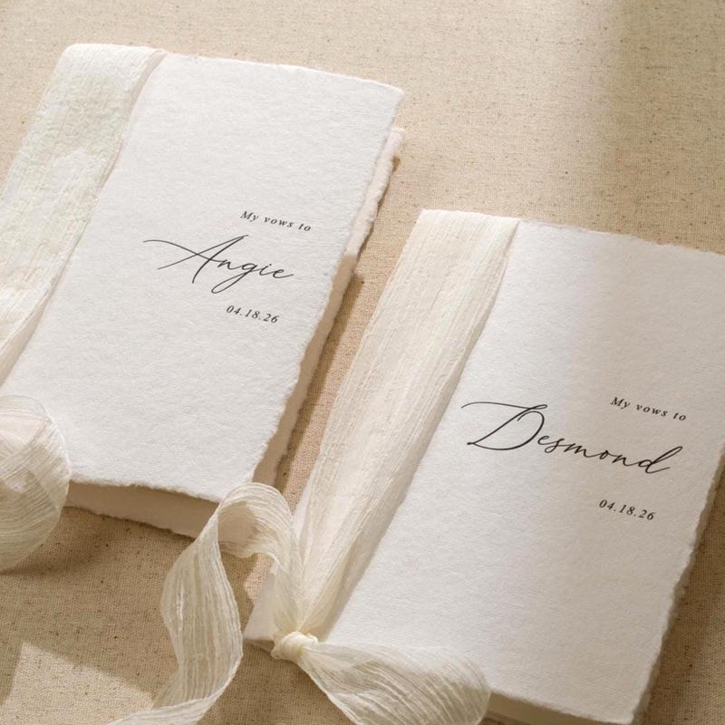 Linen Vow Books With Ribbon - Etsy