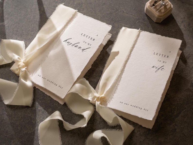 Deckled Edge Wedding Vows Booklets Ready-to-ship (D7) - Set of 2, on ...