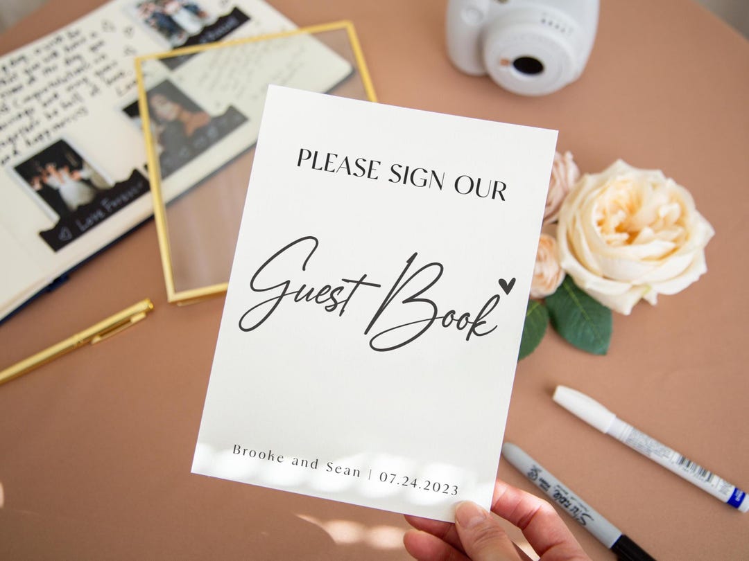 Paper Sign With Gold Frame (design 3) - Please Sign Our Guestbook ...