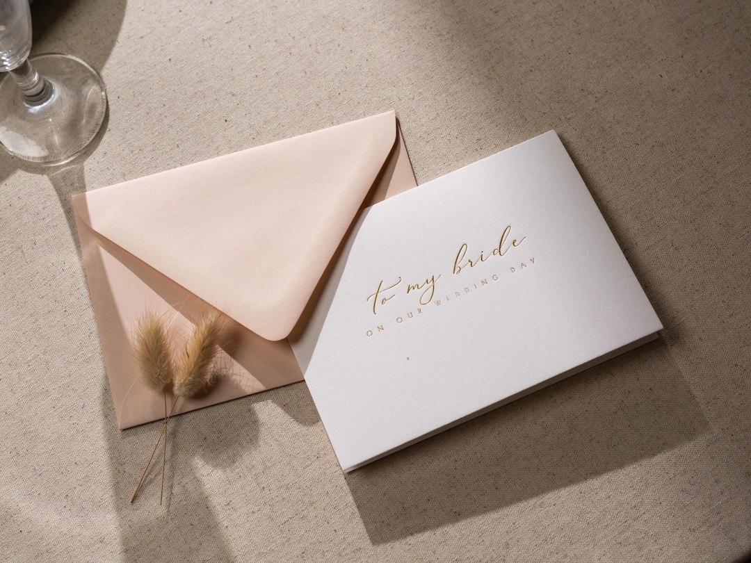 Gold Embossed Folded Card W/ Envelope (bride) - to My Bride on Our ...