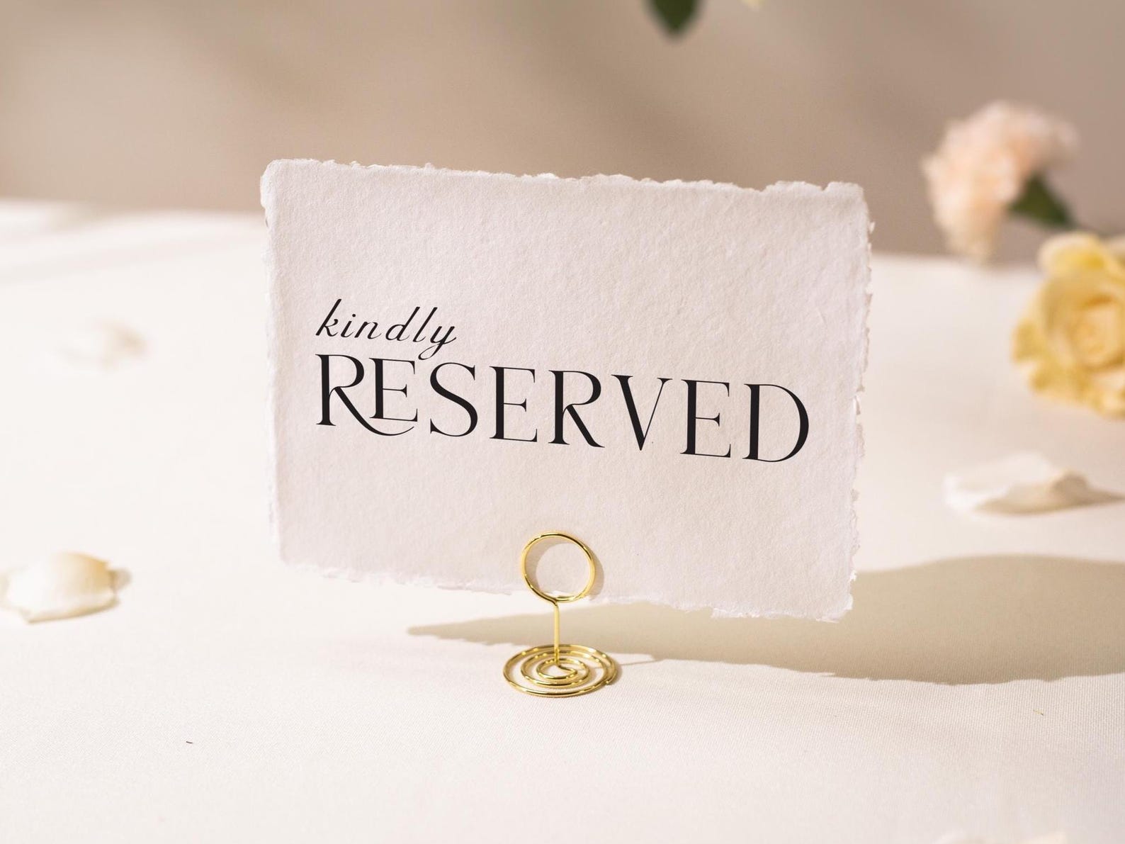 Kindly Reserved Sign Deckle Edge Paper (design 11) - Bride Groom Family ...