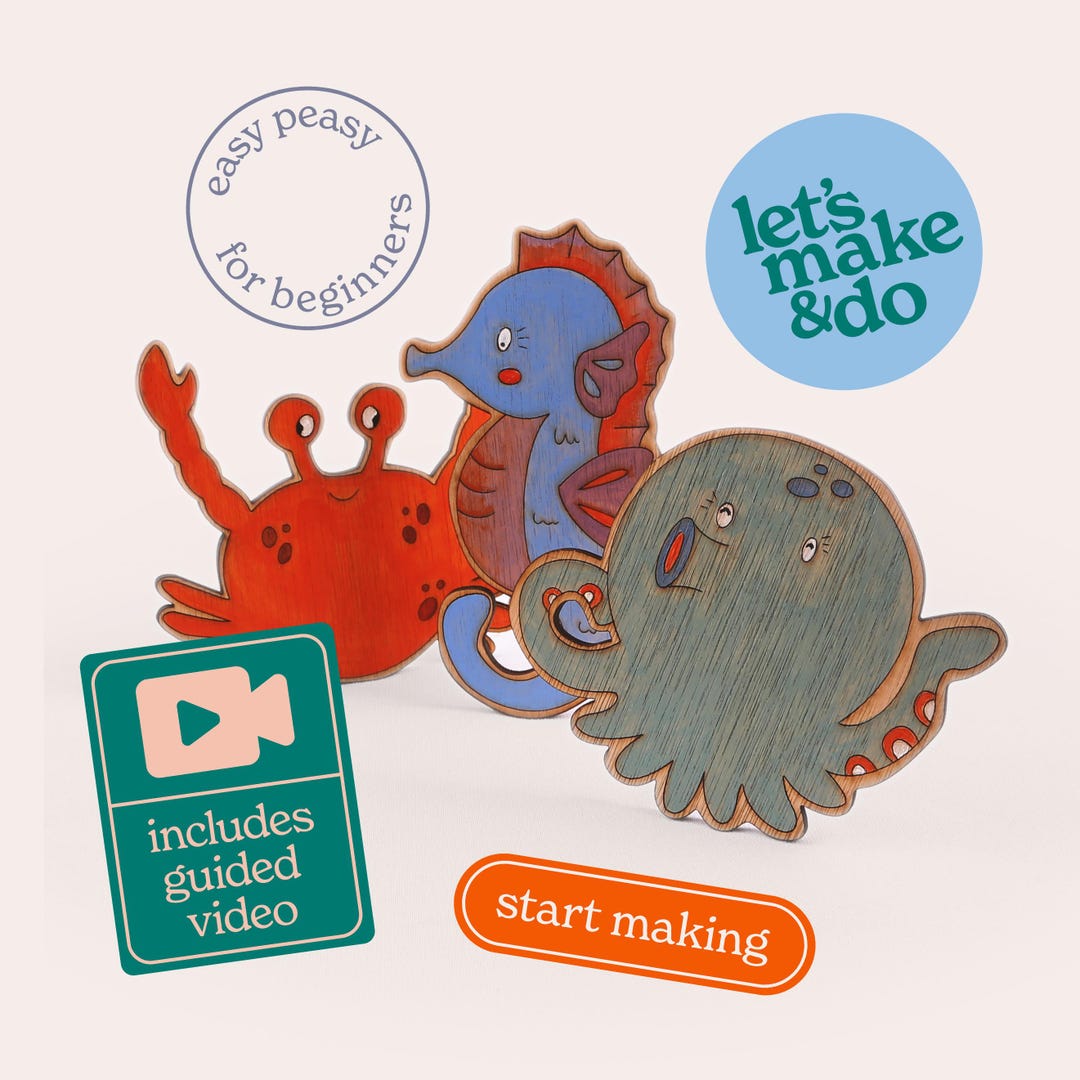 DIY Wooden Sea Creatures Kit – Kids DIY Craft Set With Guided Video ...