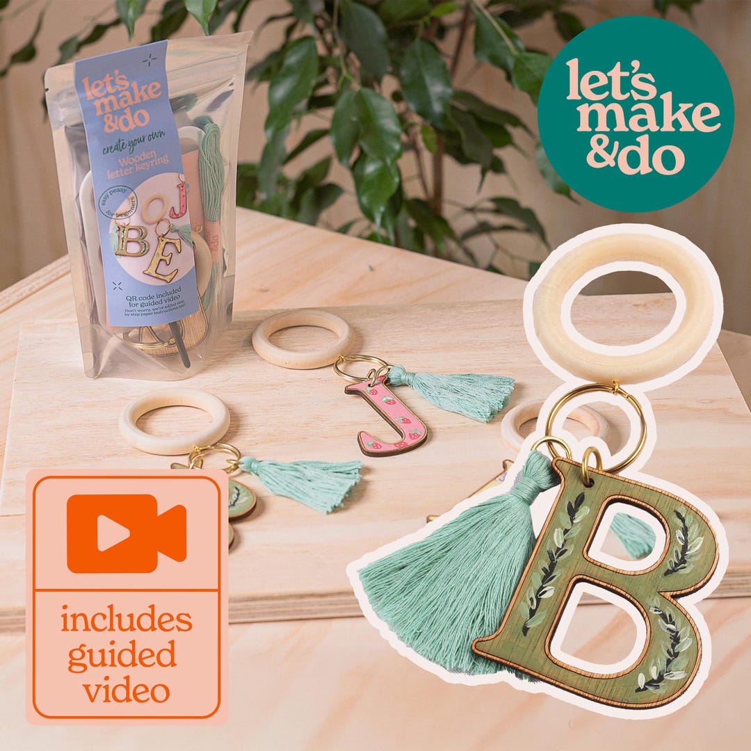 DIY Wooden Letter Keyring Kit: Paint Your Own Initial - Craft Project ...