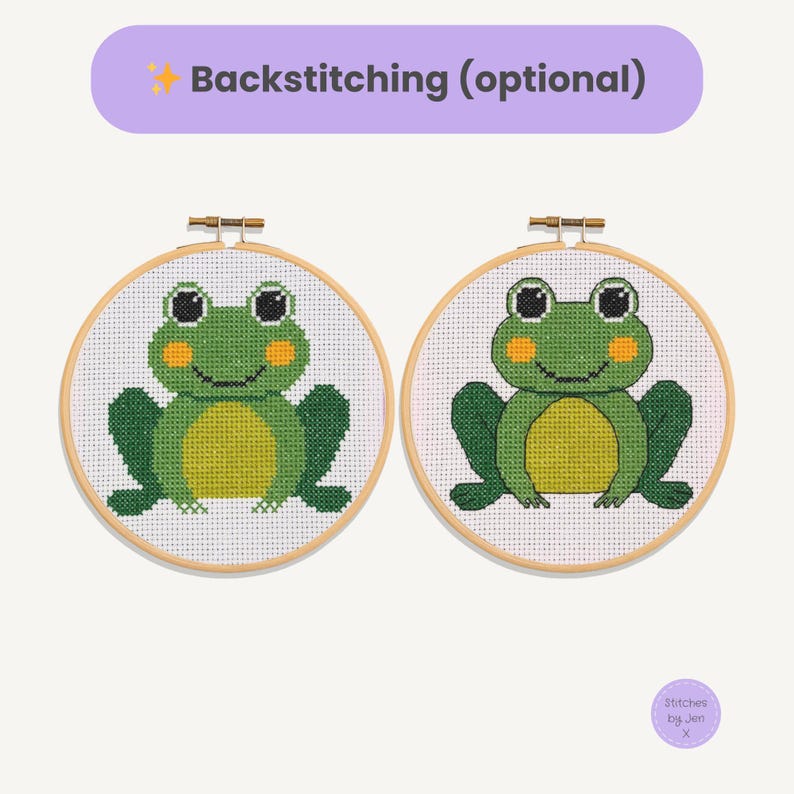 Frog Cross Stitch Pattern PDF, Beginner Friendly Kawaii Frog Design ...