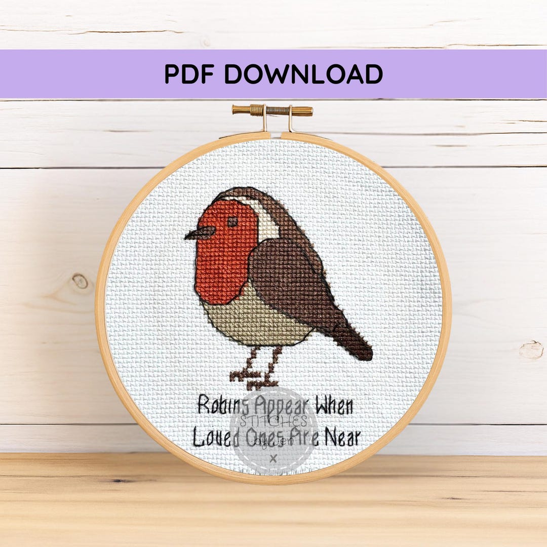 Robin Cross Stitch Pattern - Comforting Memorial Quote - Handmade ...