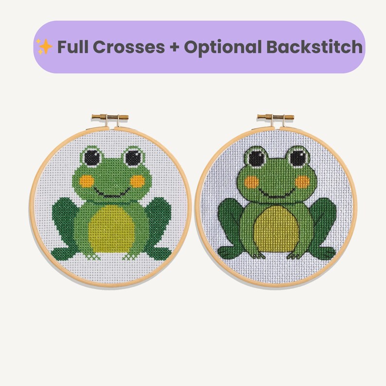 Mini Cross Stitch Pattern PDF | Easy Kawaii Style Frog for Beginners - Etsy