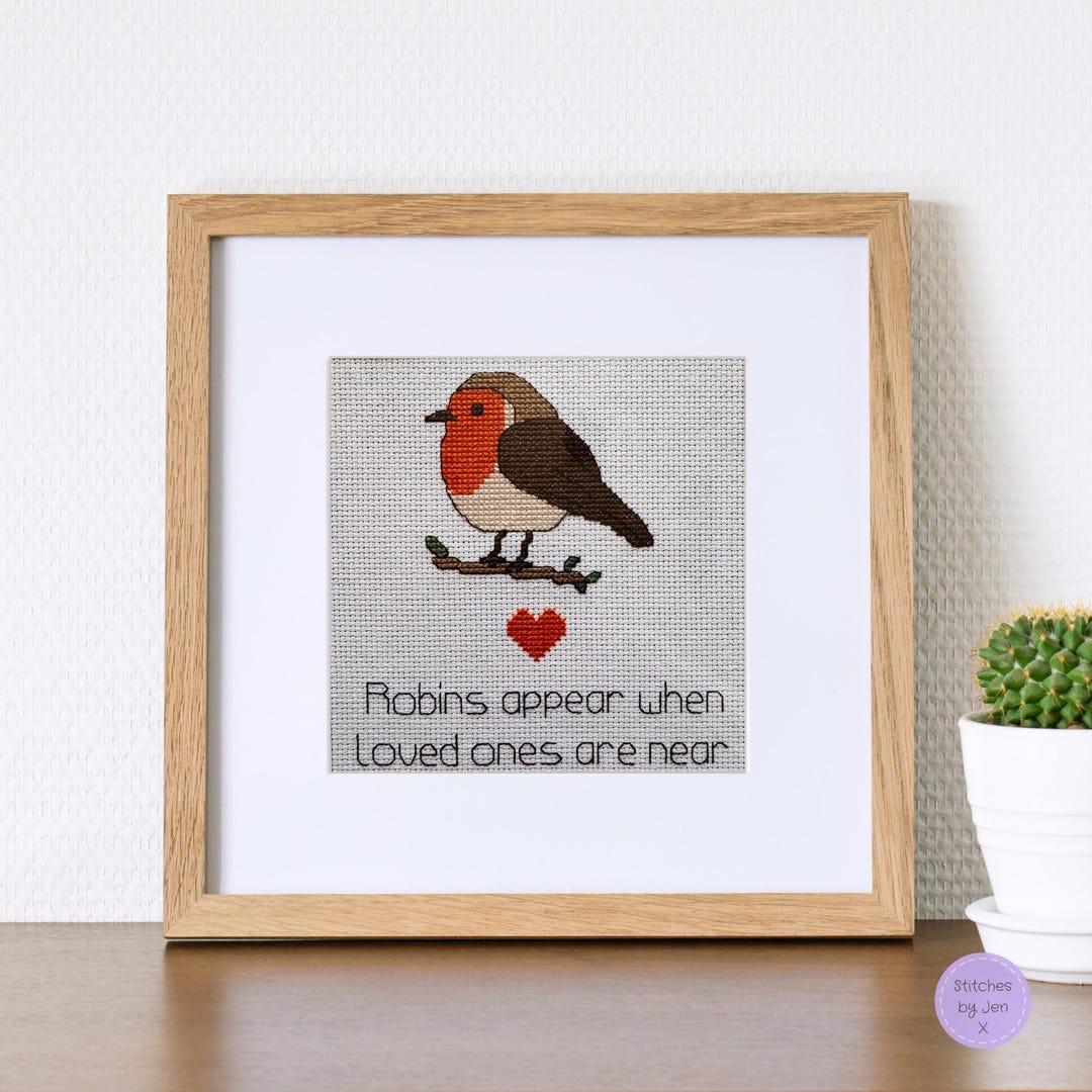 Robin Cross Stitch Pattern PDF, Easy Beginner Design With Heartfelt ...