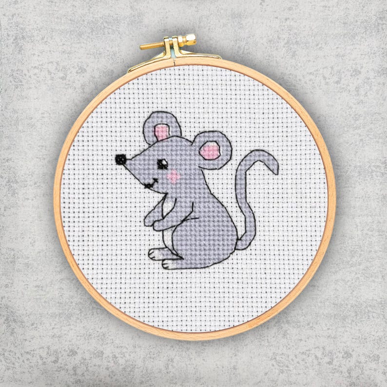 Mini Cross Stitch Pattern PDF | Easy Mouse Design for Beginners - Etsy