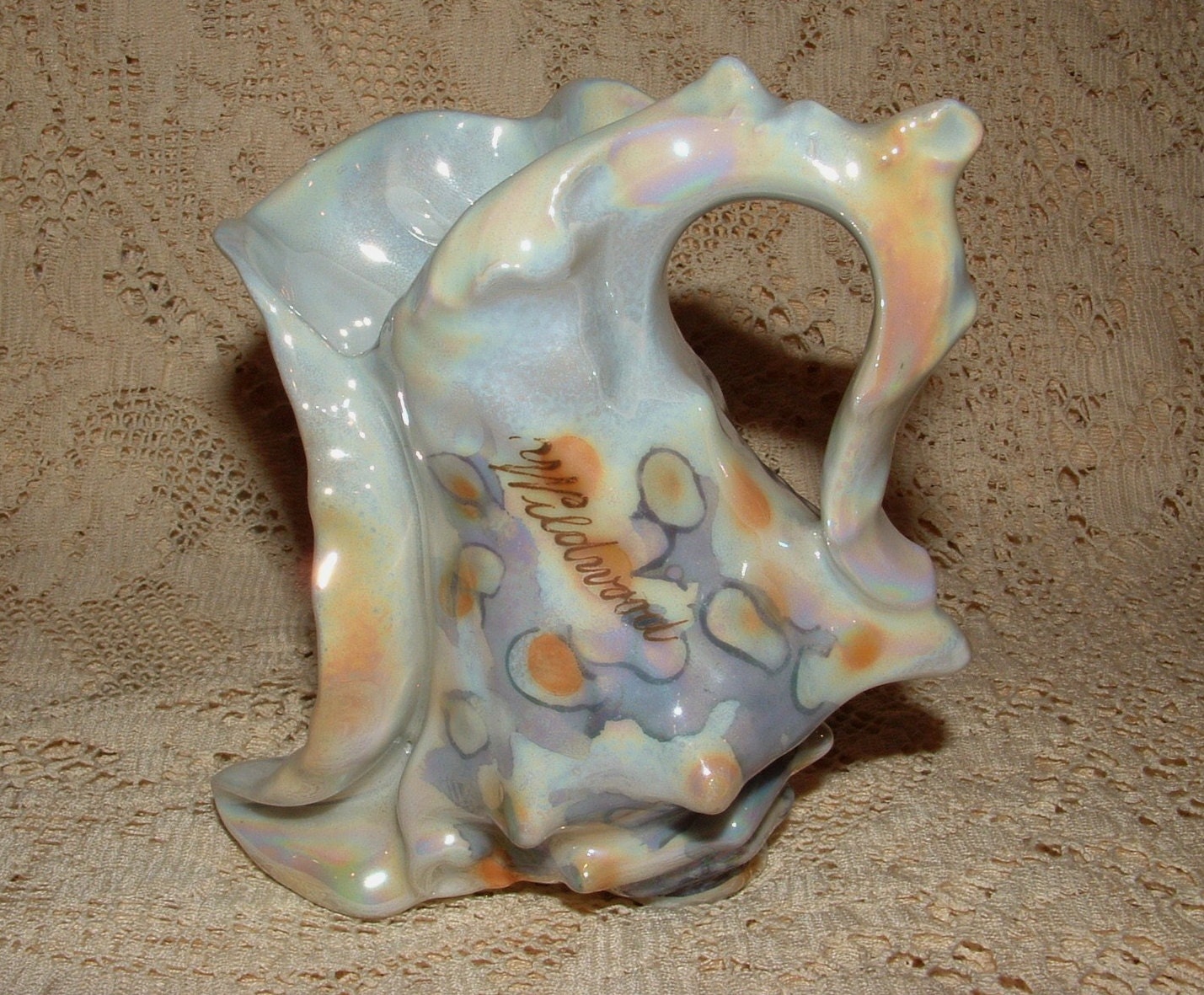Antique Bavaria Lusterware Conch Shell Pitcher - Souvenir of Wildwood ...