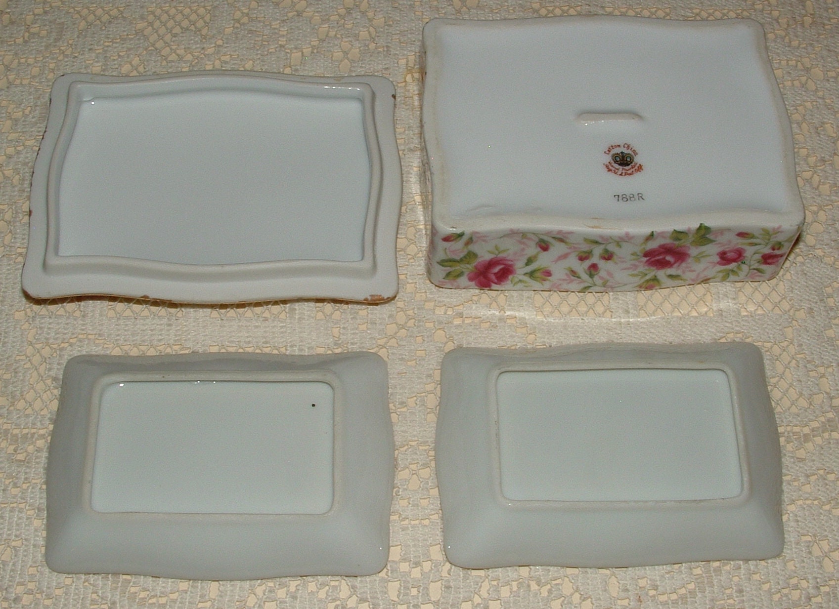Vintage LEFTON Rose Chintz Vanity Box With Lid, 2 Trays 788R - Etsy