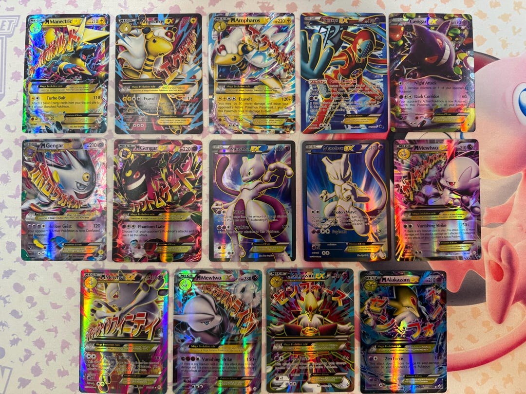 Pokemon Replica Cards Mega M Ex Gengar Deoxys Alakazam Mewtwo Ampharos ...