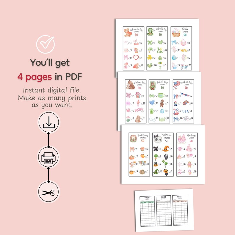 50/holiday Micro Savings | Soft Budgeting| A6 Cash Envelope Inserts - Etsy