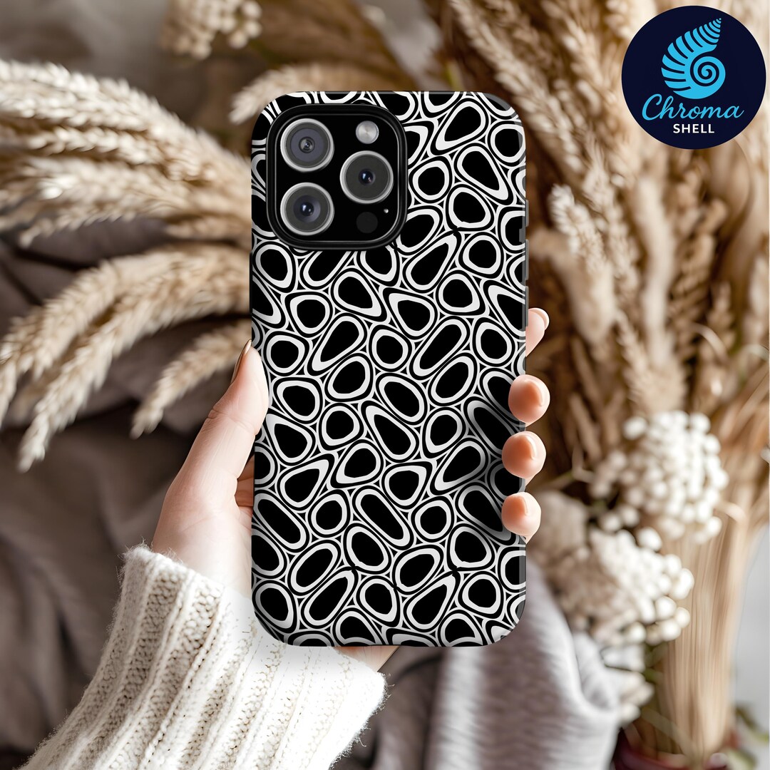 Modern Art Inspired Phone Case - Black and White Abstract Pattern Cover ...