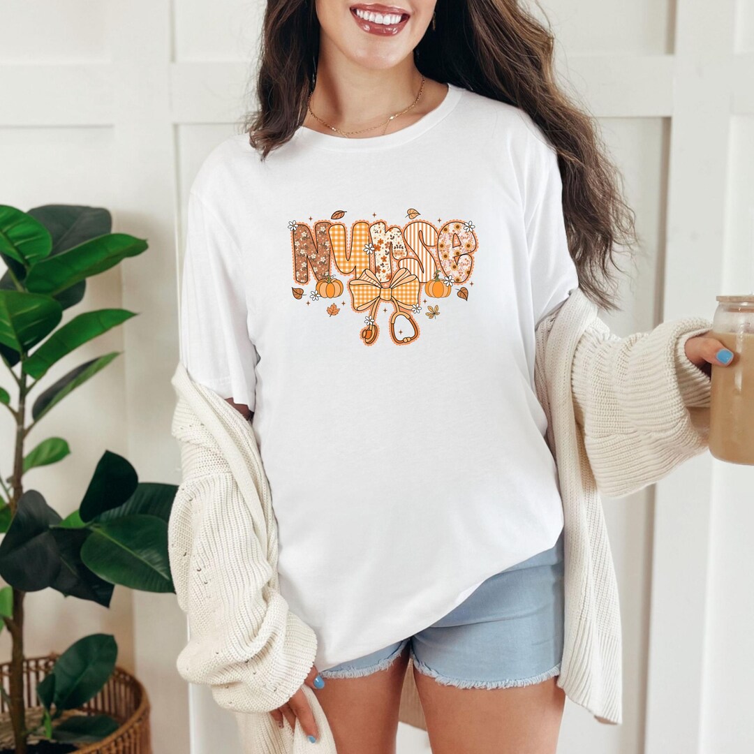 Autumn Nurse Top, Fall Thanksgiving Design, Cozy Vibes - Etsy