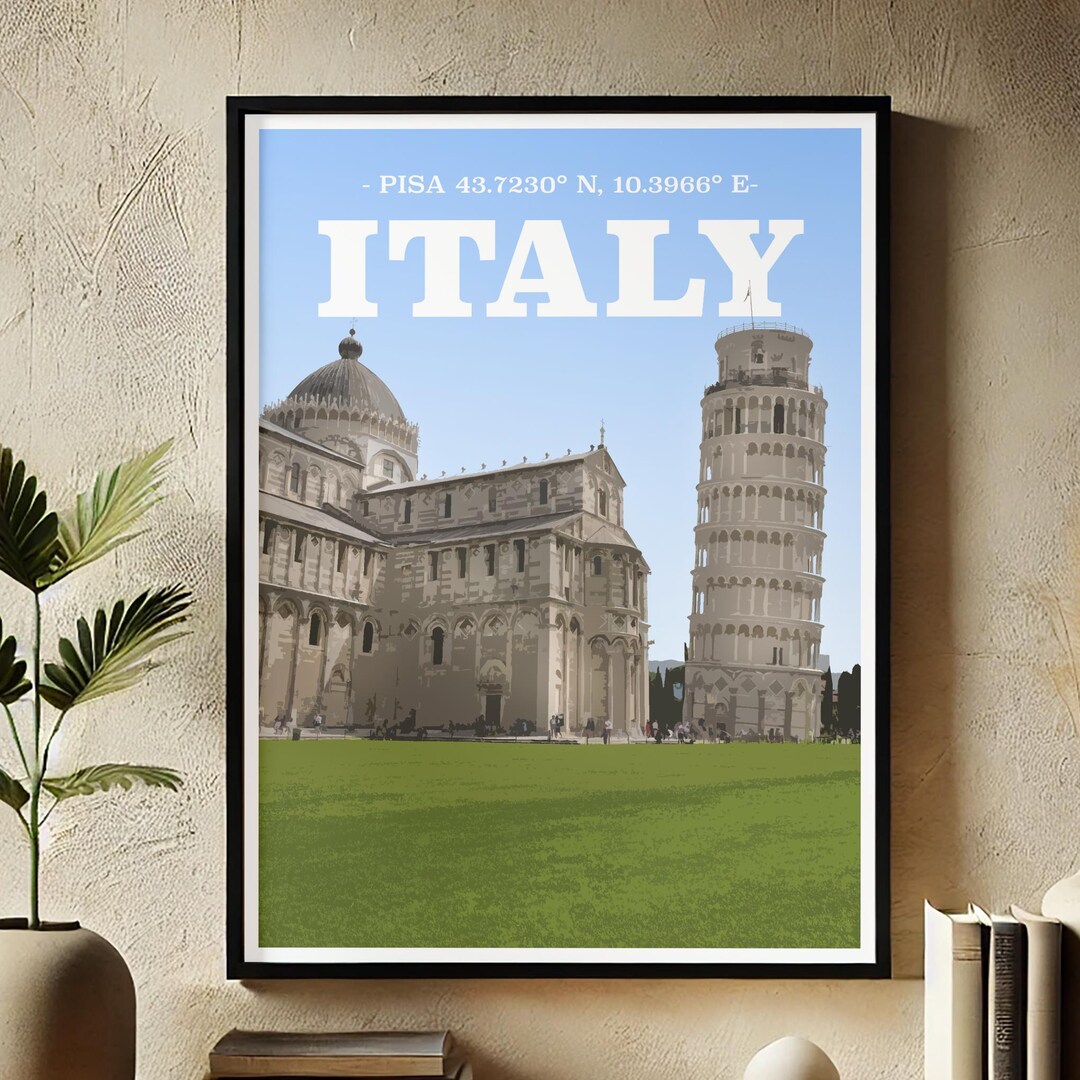 Leaning Tower of Pisa Poster | Italy Travel Wall Art | Vintage Landmark ...