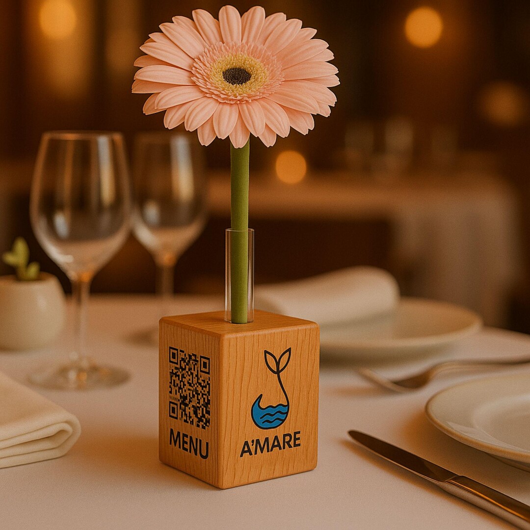 Personalized Wood Table Number With QR Code & Flower Tube – Custom QR ...