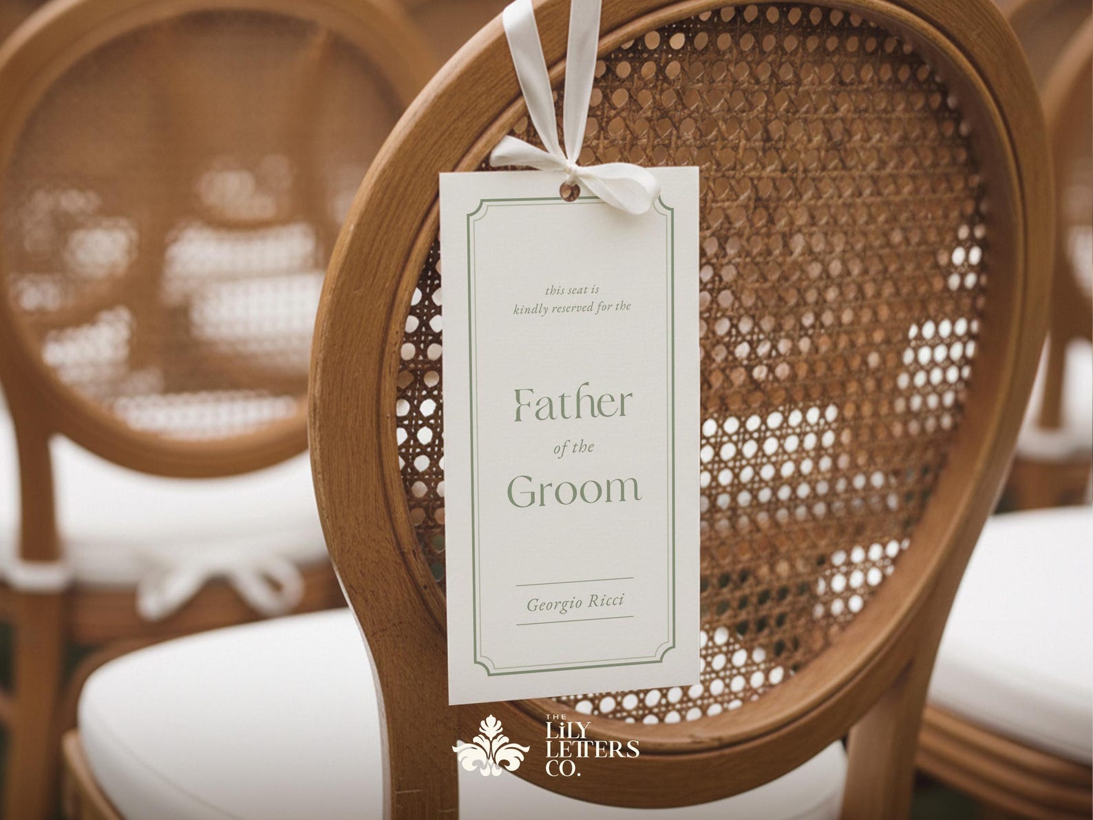 Sage Green Reserved Chair Tag Template, Classic Wedding Seating Sign ...