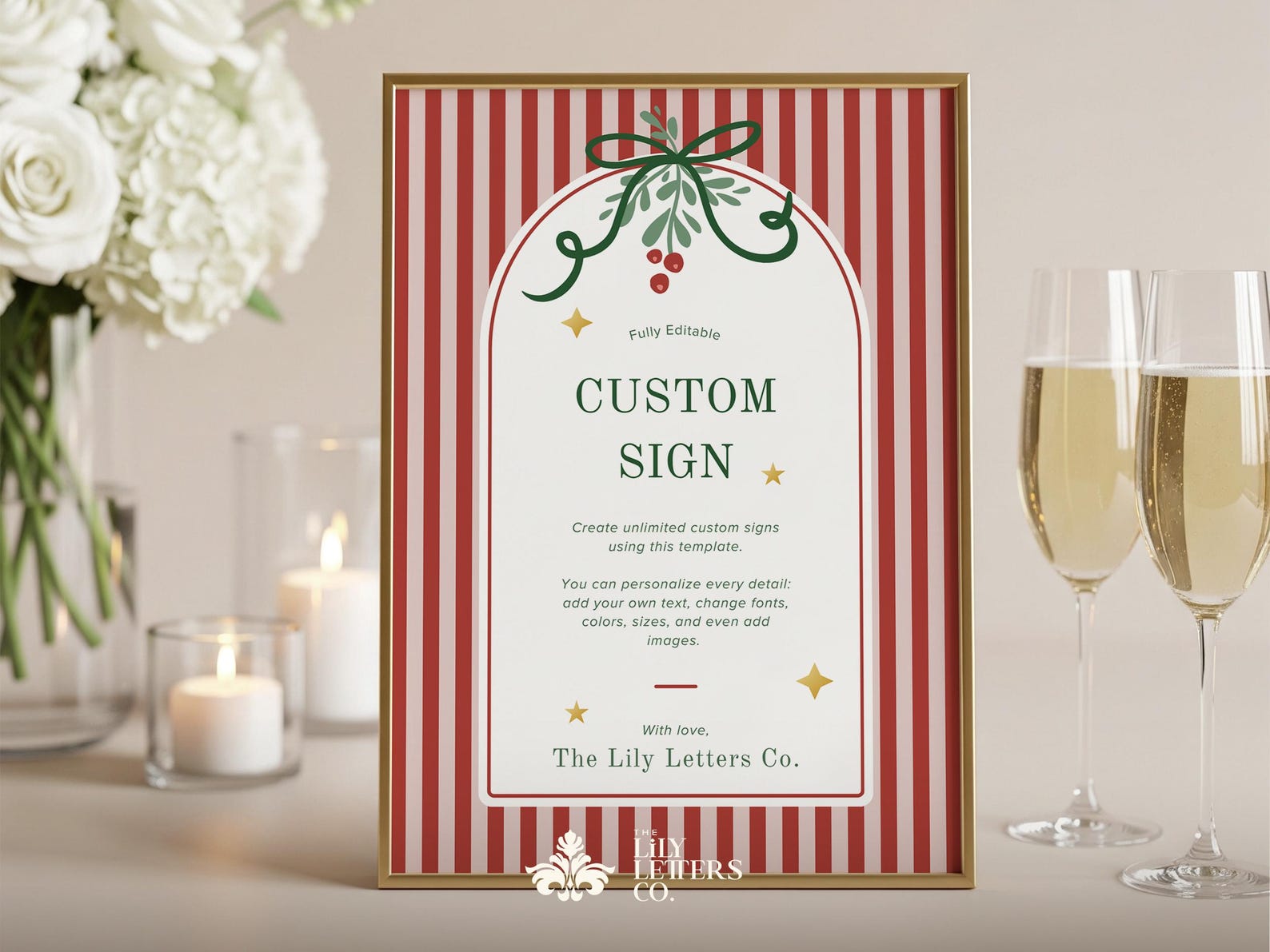 Christmas Party Custom Sign Template, Holiday Dinner Table Sign ...