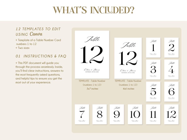 Elegant Table Number Card Template, Minimalist Classic Table Sign ...