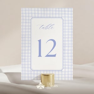 Gingham Blue Table Numbers - Etsy